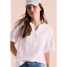 Shirtbluse Cecil, Damen, Gr. XXL (46), rosa (light blush rose), Web, 100% Baumwolle, gestreift, klassisch normal, Rundhals, abgesteppt, Blusen, aus reiner Baumwolle