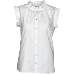 BERWIN &Auml;rmellose Bluse mit R&uuml;schen Ecru (Gr&ouml;&szlig;e: 36)