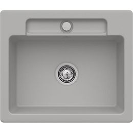 Villeroy & Boch Villeroy & Boch Einbausp&uuml;le Siluet 60 S flat 600x510mm Exc-Garn. aus TitanCeram Fossil cplus, 33462F 33462FKD