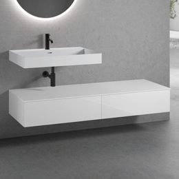 neoro n50 M&ouml;belanlage B: 160 cm mit 2 Ausz&uuml;gen, Waschtisch mit 1 Hahnloch wei&szlig; matt,, BN0138WM+2#BN0412WH+BN0405WM,