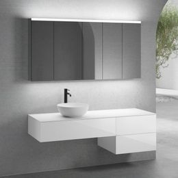 neoro n50 M&ouml;belanlage B: 160 cm mit 3 Ausz&uuml;gen, Waschtisch &Oslash; 40 cm wei&szlig; matt, mit Spiegelschrank f&uuml;r die Schweiz,,