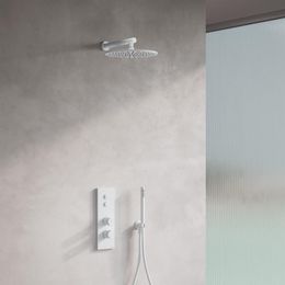 Fortis Blocco round Duschsystem mit Thermostat inkl. Grundk&ouml;rper, Kopfbrause und Brause-Set, 50722THMW#SET2,