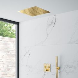 Mariner Duschsystem mit Eden edge Thermostat inkl. Grundk&ouml;rper, Regenpaneel f&uuml;r Deckeneinbau mit 1 Strahlart 440 mm und Metall-Brauseset,