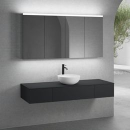 neoro n50 M&ouml;belanlage B: 160 cm mit 3 Ausz&uuml;gen, Waschtisch &Oslash; 40 cm wei&szlig; matt, mit Spiegelschrank f&uuml;r die Schweiz,,