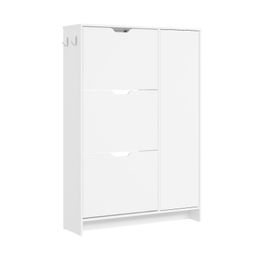 sobuy SCHUHSCHRANK mit klappbaren F&auml;chern und Haken FSR220-W