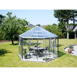 Vitavia Gew&auml;chshaus 'Hera 9000' 383 x 336 cm mit 3 mm Sicherheitsglas/6 mm Hohlkammerplatten aluminiumfarben