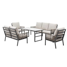Mandalika Loungem&ouml;belset 'Terrazza' Aluminium beige 5-teilig