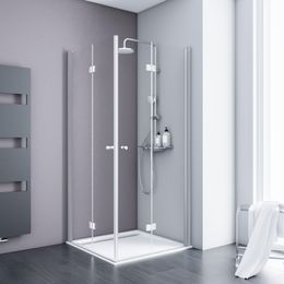 Schulte Eckdusche 'Alexa Style 2.0' mit Drehfaltt&uuml;r klar aluminiumfarben 100 x 100 x 192 cm