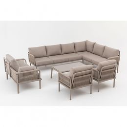 Mandalika Loungem&ouml;belset 'Madri' Aluminium grau/beige 5-teilig