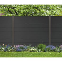 Elephant Zaun-Komplettset 'Elba Line' WPC graphitefarben mit Pfosten anthrazit zum Einbetonieren 738 x 180 cm