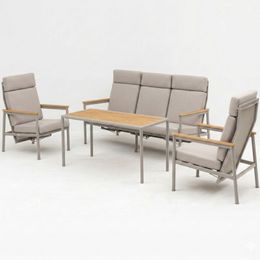 Mandalika Loungem&ouml;belset 'Move Solea' Aluminium beige 4-teilig