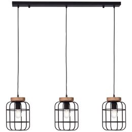 Brilliant Pendelleuchte 'Gwen' schwarz/holzfarben 100 x 20 cm 3-flammig
