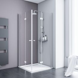 Schulte Eckdusche 'Alexa Style 2.0' mit Drehfaltt&uuml;r klar aluminiumfarben 80 x 80 x 192 cm