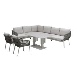 Mandalika Loungem&ouml;belset 'Solara' Aluminium grau/beige 6-teilig