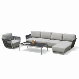 Mandalika Loungem&ouml;belset 'Marea' Aluminium beige/grau 5-teilig