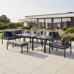 Mandalika Loungem&ouml;belset 'Portland' Aluminium grau 6-teilig