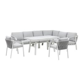 Mandalika Loungem&ouml;belset 'Harvey XL' Aluminium hellgrau 6-teilig