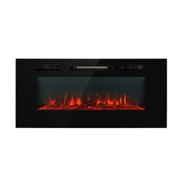 Klarstein Galeras Elektrischer Wand- und Einbaukamin 1800 W LED 3 Farben Timer Schwarz 102 x 47 x 13 cm