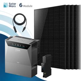 Solarmars&reg; 3000W Balkonkraftwerk mit Speicher,Anker SOLIX Solarbank 4 E5000 Pro + 1xBP2700 Erweiterungsakku, 6x500W Solarmodule - Ohne Halterung
