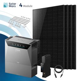 Solarmars&reg; 2000W Balkonkraftwerk mit Speicher,Anker SOLIX Solarbank 4 E5000 Pro + 1xBP2700 Erweiterungsakku, 4x500W Solarmodule- Mit Ziegeldachhalterung