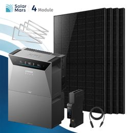 Solarmars&reg; 2000W Balkonkraftwerk mit Speicher,Anker SOLIX Solarbank 4 E5000 Pro + 1xBP5000 Erweiterungsakku, 4x500W Solarmodule- Mit Flachdachhalterung