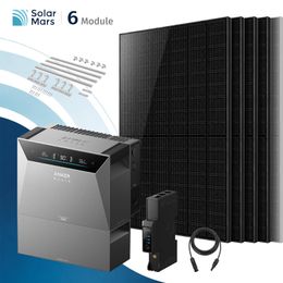 Solarmars&reg; 3000W Balkonkraftwerk mit Speicher,Anker SOLIX Solarbank 4 E5000 Pro + 1xBP2700 Erweiterungsakku, 6x500W Solarmodule- Mit Ziegeldachhalterung