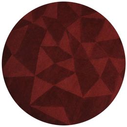 Wollteppich Hoch-Tief Rot &Oslash;160 cm - DEBEN KADIMA DESIGN