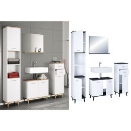 Vcm 4-tlg. Badm&ouml;belset Badm&ouml;bel Set aus Unterschrank, Midischrank, Hochschrank und Spiegel Badezimmerm&ouml;bel - Landos