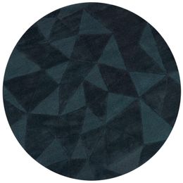 Wollteppich Hoch-Tief Petrol &Oslash;160 cm - DEBEN KADIMA DESIGN