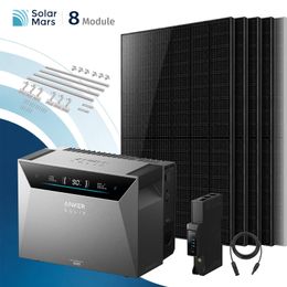 Solarmars&reg; 4000W Balkonkraftwerk mit Speicher, Anker SOLIX Solarbank 4 E5000 Pro,5kWh - Mit Ziegeldachhalterung