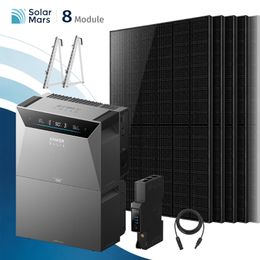 Solarmars&reg; 4000W Balkonkraftwerk mit Speicher,Anker SOLIX Solarbank 4 E5000 Pro + 1xBP5000 Erweiterungsakku, 8x500W Solarmodule - Mit Balkonhalterung