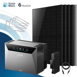 Solarmars&reg; 3000W Balkonkraftwerk mit Speicher, Anker SOLIX Solarbank 4 E5000 Pro,5kWh - Mit Flachdachhalterung
