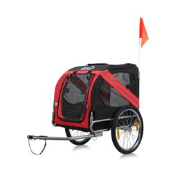 zoomundo Hundeanh&auml;nger Fahrradanh&auml;nger f&uuml;r Hunde - in Rot/Schwarz - Silver Frame