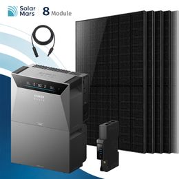Solarmars&reg; 4000W Balkonkraftwerk mit Speicher,Anker SOLIX Solarbank 4 E5000 Pro + 1xBP5000 Erweiterungsakku, 8x500W Solarmodule - Ohne Halterung