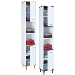Vcm Holz Badezimmerschrank Badm&ouml;bel Stand Badschrank Badezimmer Hochschrank Ma&szlig;e ca. H. 181 x B. 32 x T. 28 cm - Landos