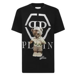 Philipp Plein Round Neck T-Shirt Crystal Teddy Bear