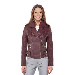 Damen Leder Burgund Brando Bikerjacke-Constantia