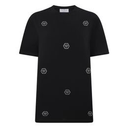 Philipp Plein Man Fit T-Shirt Mini Monogram Crystal Monogram