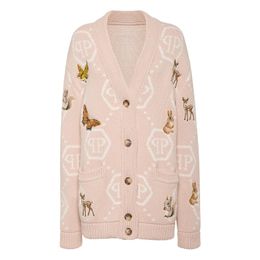 Philipp Plein Long Oversized Cardigan With Fairy Embroidery
