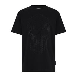 Philipp Plein Round Neck T-Shirt Skull Strass Skull Strass