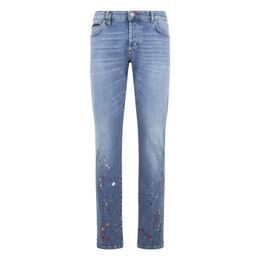 Philipp Plein Super Straight Cut Jeans Paint