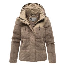 Marikoo Damen Teddy Puffer Jacke mit Kapuze & Rei&szlig;verschluss &ndash; Kaguraa