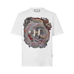 Philipp Plein Round Neck T-Shirt Dragon