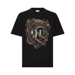 Philipp Plein Round Neck T-Shirt Dragon
