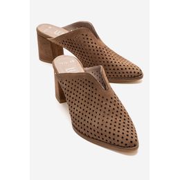 Toen Leder Blockabsatz Pantolette