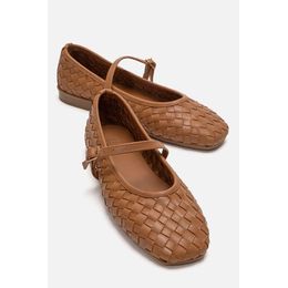 Yevora Leder Geflochtener Riemen Ballerina