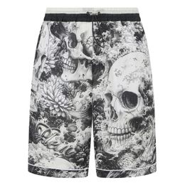 Philipp Plein Linen Bowling Shorts All-Over Ceramic