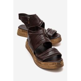 Lunas Leder Side-Zip Flach Absatz Sandale