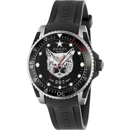 Gucci YA136320 Feline Motiv schwarzes Zifferblatt Unisex-Uhr