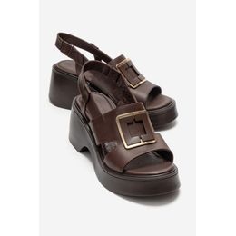 Lucia Leder Schnalle Plateau Sandale